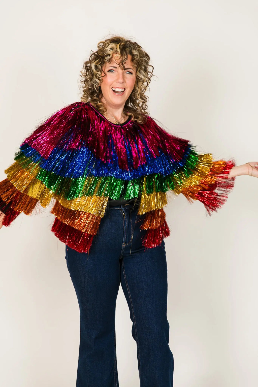 PRESALE: The Rebel Rainbow Tinsel Fringe Jacket | Fringe+Co – fringe co