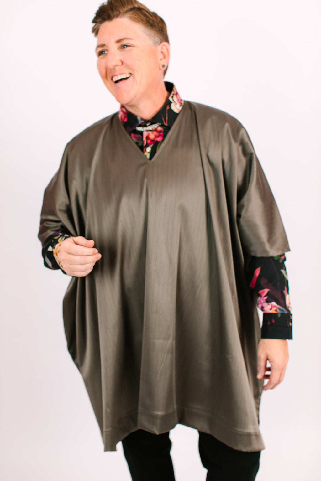 Olive Stripe Short Caftan – fringe co