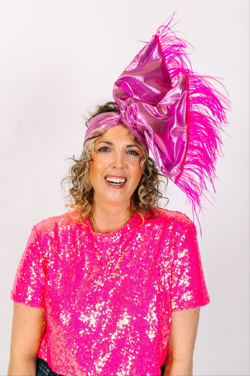 Pink Lame With Pink Ostrich Feathers – fringe co
