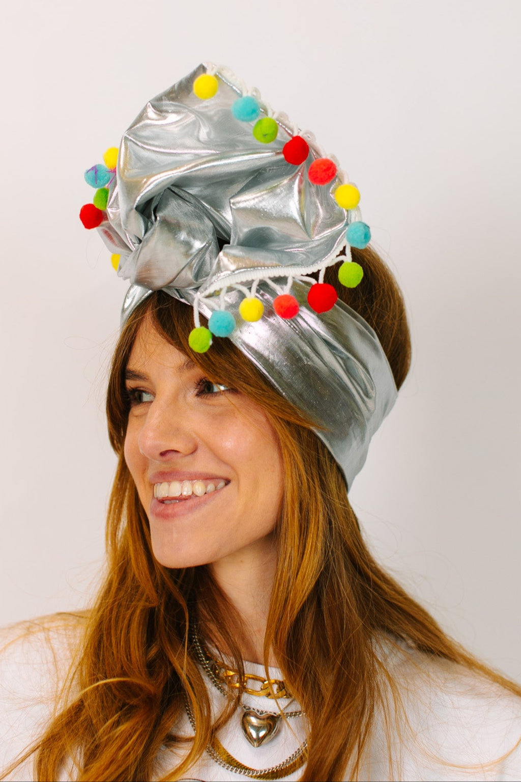 Silver Lame Rainbow Pom Pom Party Wrap – fringe co